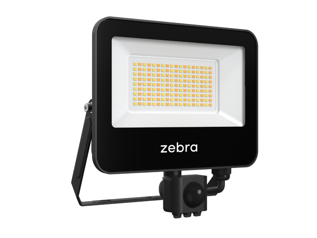 Black LED floodlight 25/40/50 W 3000/4000/6500 K IP44 IK06 with infrared sensor - Zebra